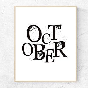 Printable October Wall Art, Cute Fall Wall Decor, Halloween Printable ...