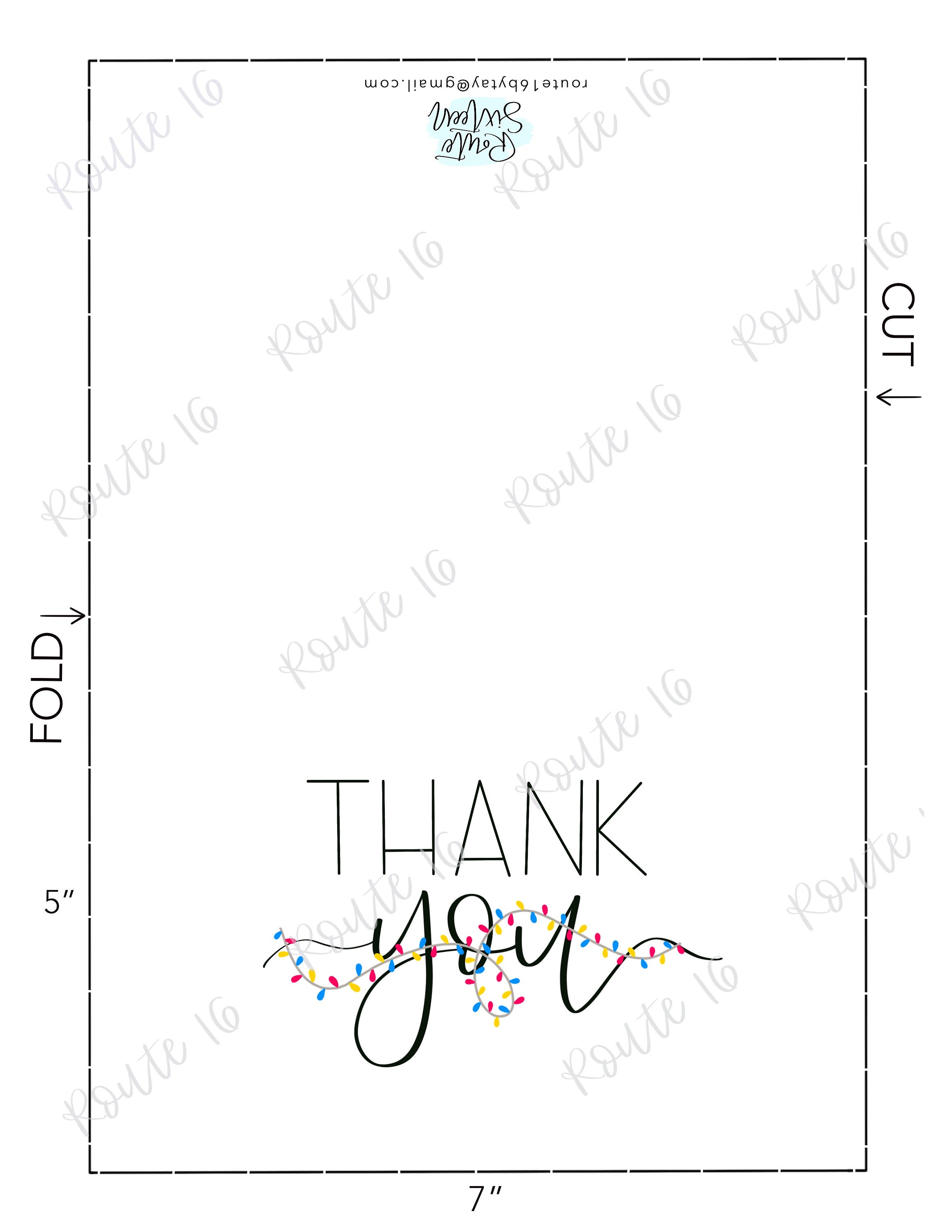Thank You Multicolored Lights Card, Instant Download Card, Thank You Notes, Printable Thank You ...