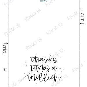 Thanks Times A Million Card, Printable Thank You Card, Digital Thank ...