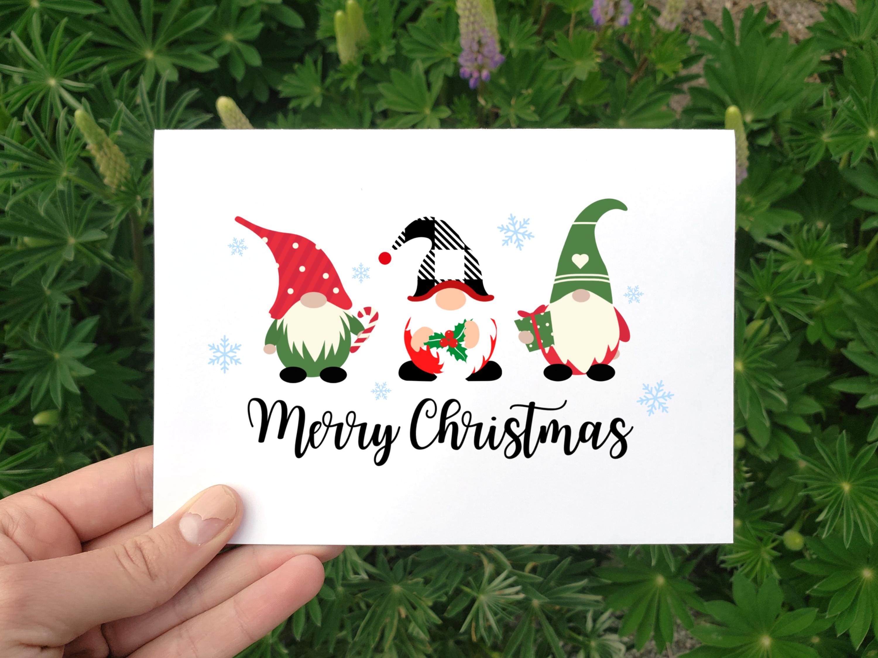 Printable Gnome Christmas Card, Cute Merry Christmas Card, Neighbor ...