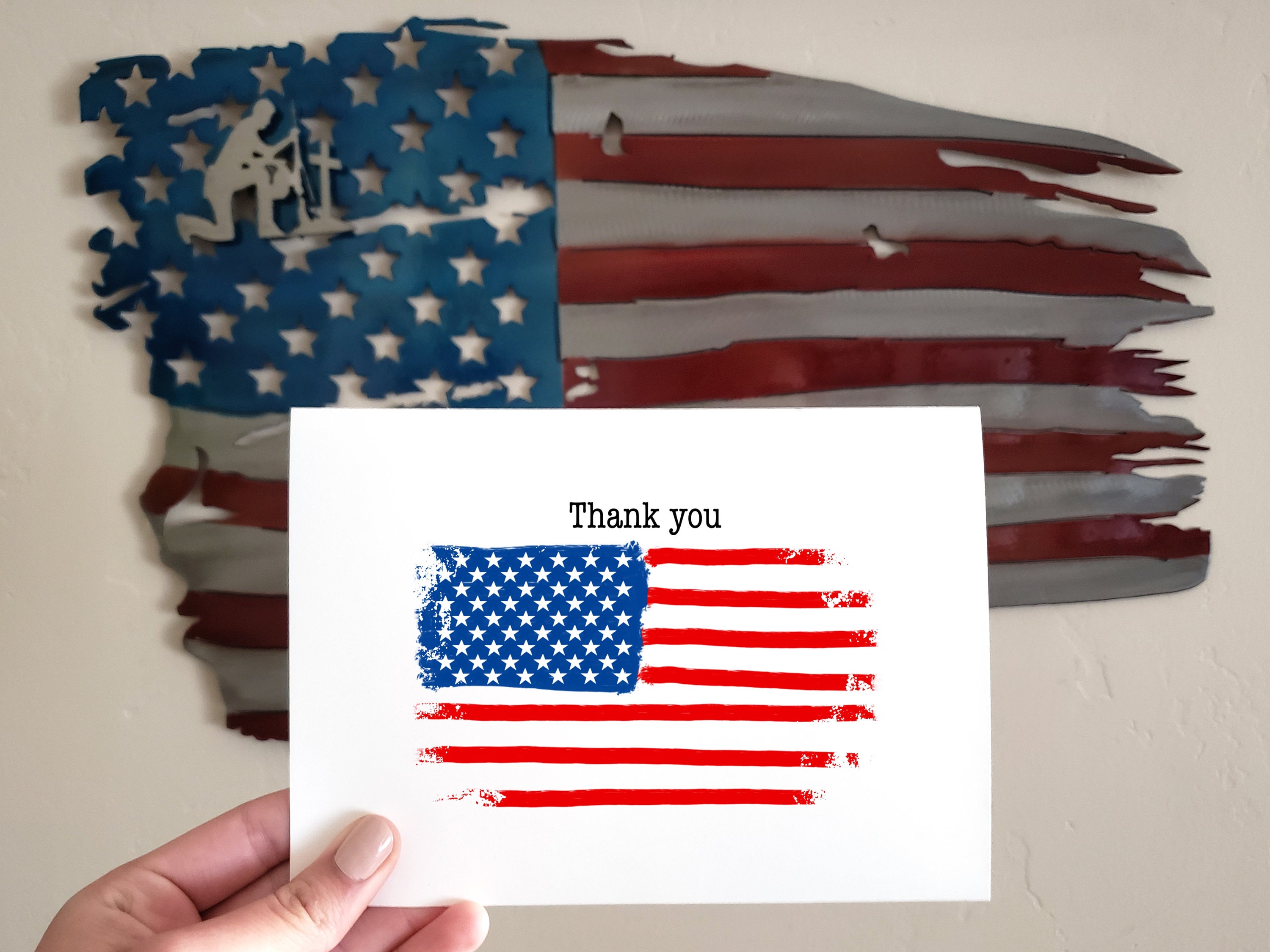 Patriotic Thank You Card, Digital Download Card, Card for Veteran, 4th ...