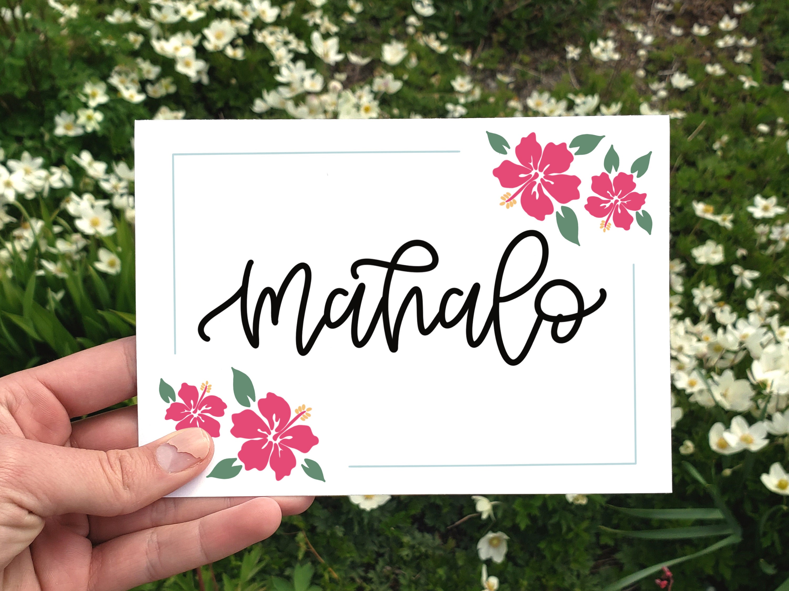 Printable Mahalo Card, Tropical Thank You Cards, Digital Download ...