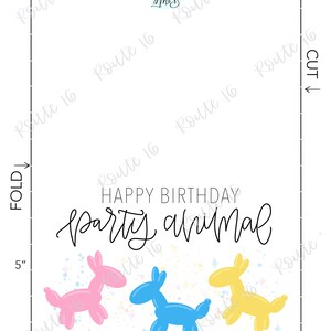 Funny Happy Birthday Party Animal Card, Cute Birthday Card for Kid ...