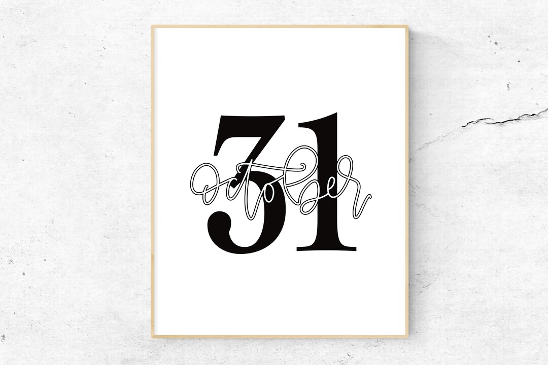 October 31 Printable Halloween Wall Art, Halloween Sign, Halloween ...