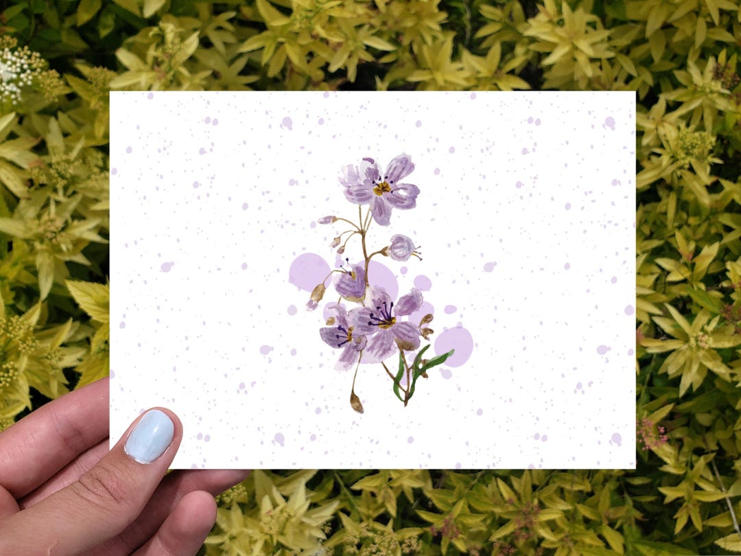 Printable Purple Flowers Greeting Card, All Occasion Cards, Floral Card ...