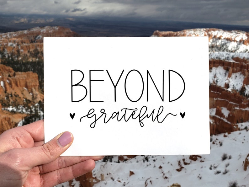 Beyond Grateful Card, Modern Wedding Thank You Card, Printable Thinking ...