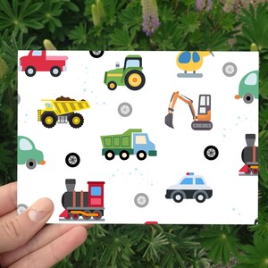 Printable Cars and Trucks Card, Boys Birthday Card, Construction Thank ...