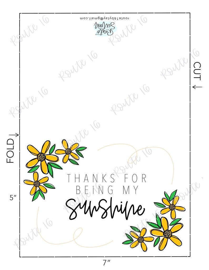 Printable Thanks for Being My Sunshine Card, Digital Thank You Card, Best Friend Card, Flower ...