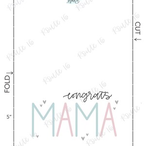 Printable Congrats Mama Card, Minimalist Baby Shower Card, New Mom Card ...