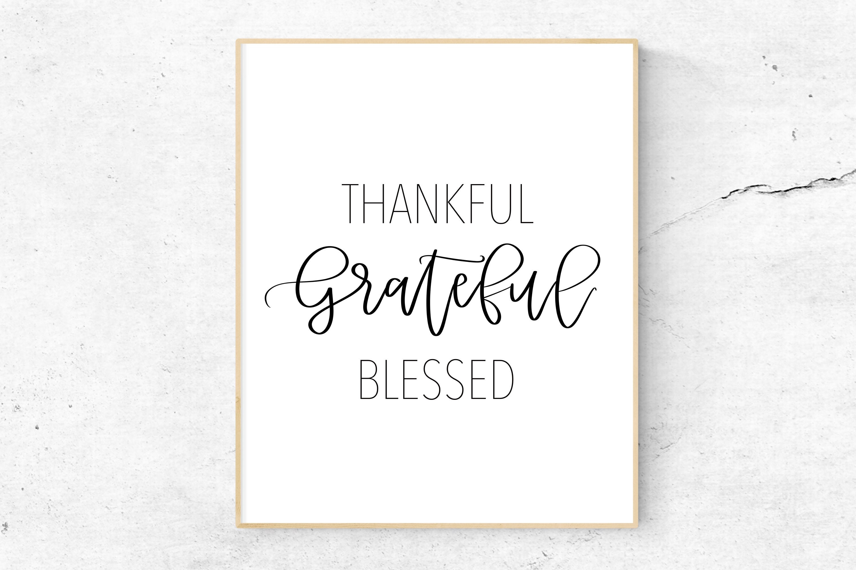 Thankful Grateful Blessed Printable Wall Art Nursery Wall - Etsy