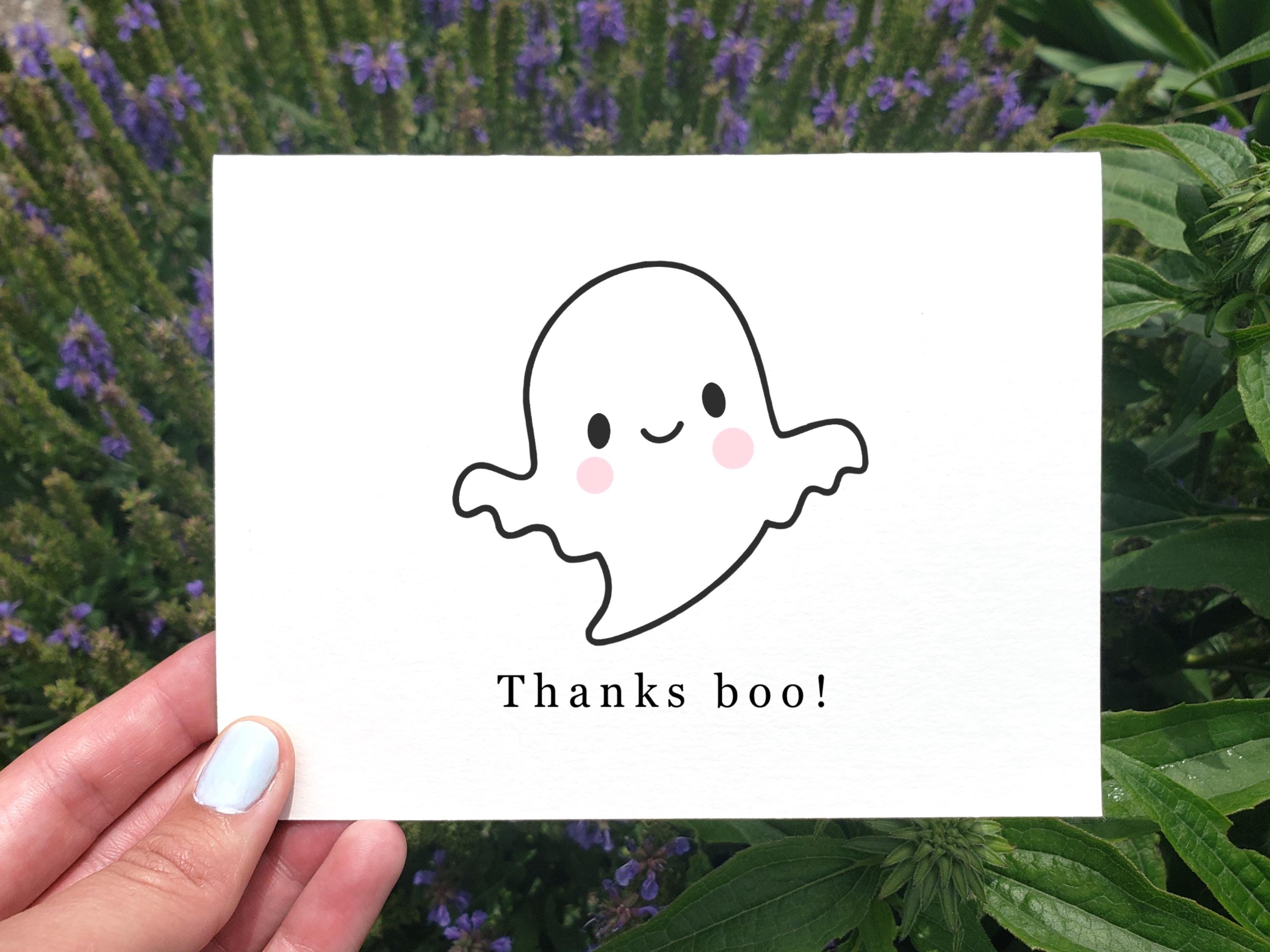 Printable Halloween Thank You Card, Cute Ghost Card, Thanks Boo Card ...