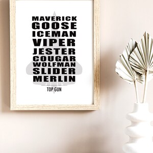 Top Gun Call Signs Printable, Top Gun Wall Art, Pete Mitchell, Top Gun ...
