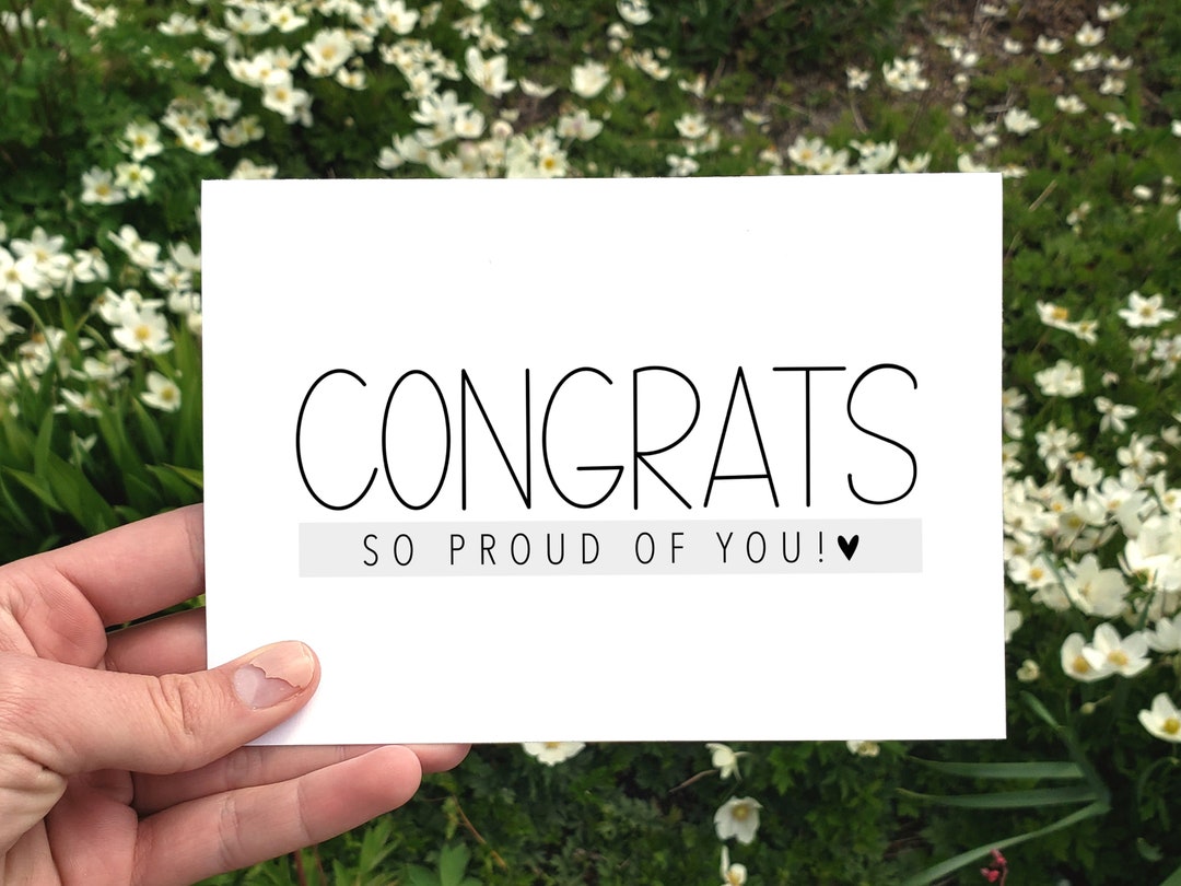 Congrats so Proud of You Card, Printable Graduation Card, New Job Card ...