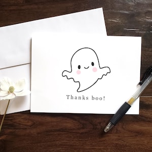 Printable Halloween Thank You Card, Cute Ghost Card, Thanks Boo Card ...