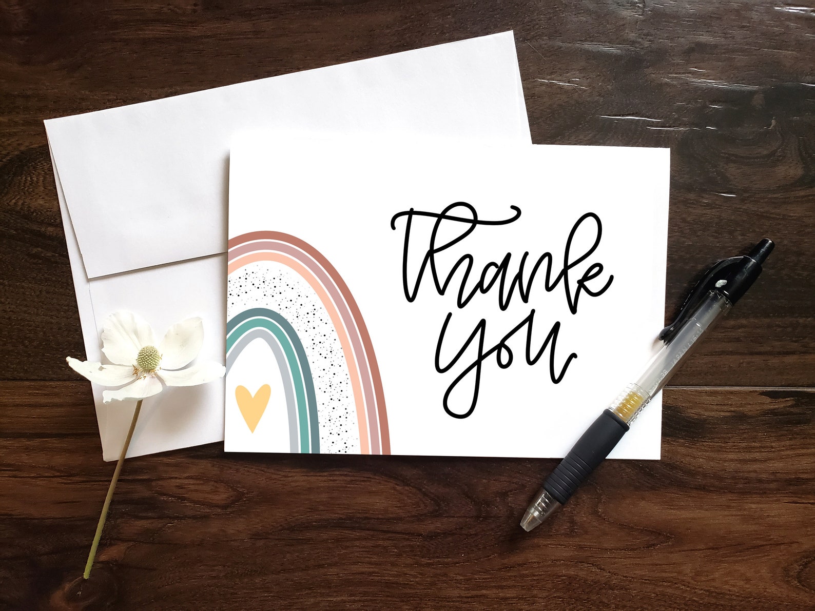 Printable Boho Thank You Card, Minimalist Thank You Card, Boho Wedding ...