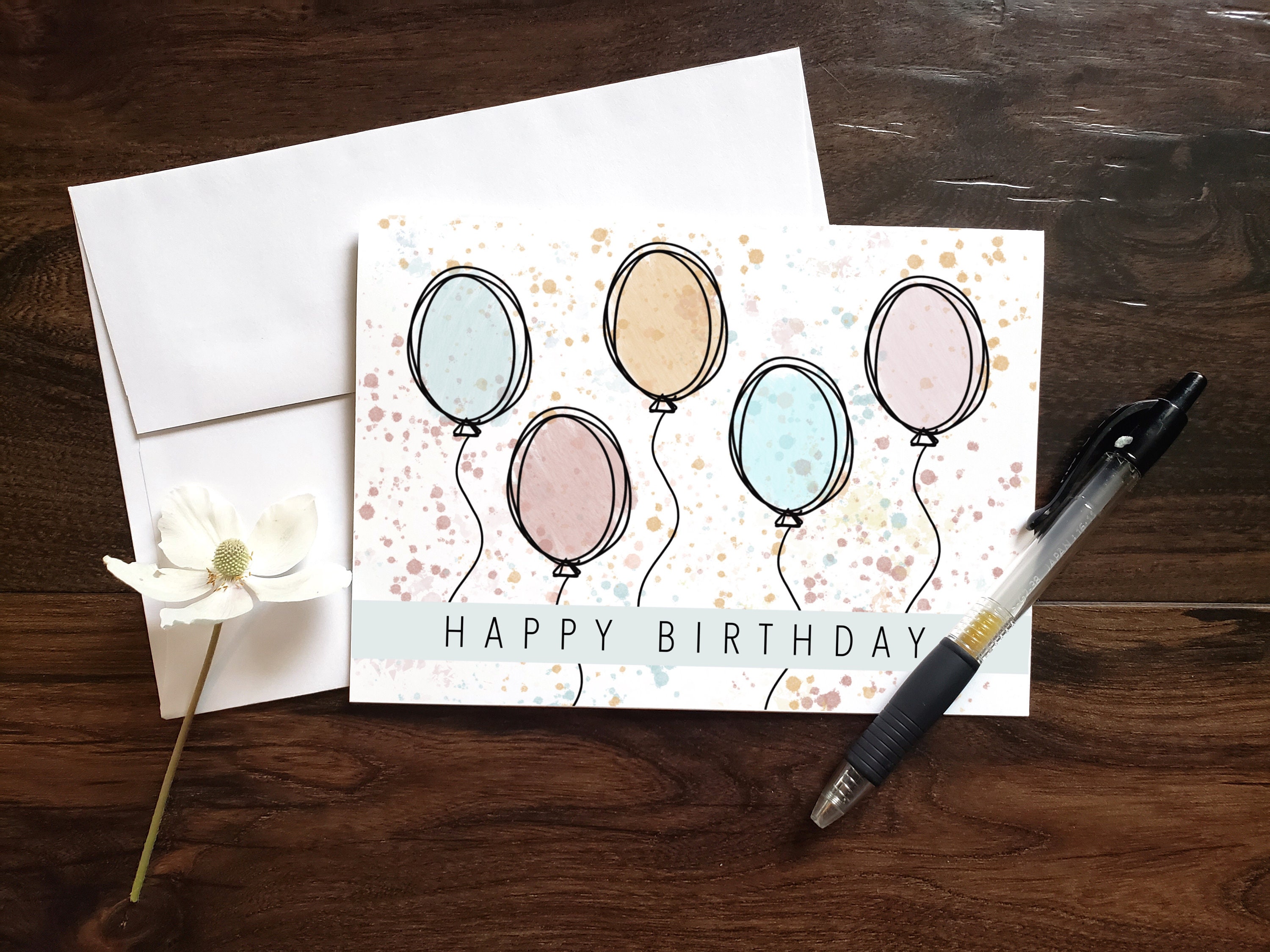 Printable Balloon Happy Birthday Card, Kid Birthday Card, Friend ...