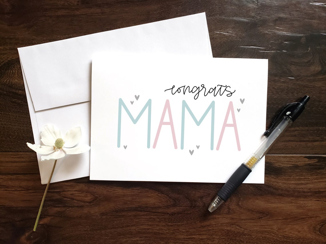 Printable Congrats Mama Card, Minimalist Baby Shower Card, New Mom Card ...