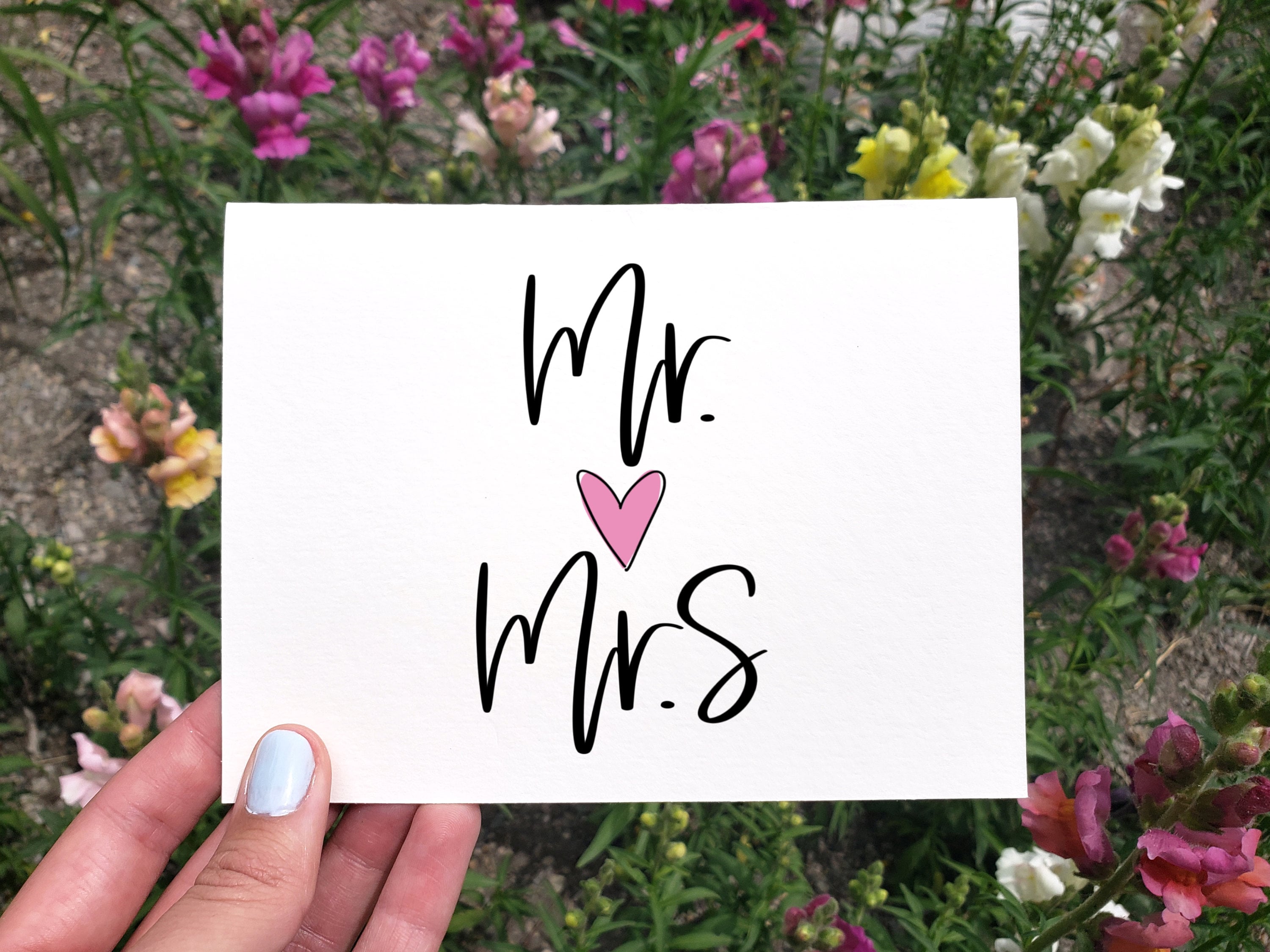 Mr Mrs Card, Printable Wedding Congrats Card, Engagement Card, Card for Bride and Groom, Mr and ...