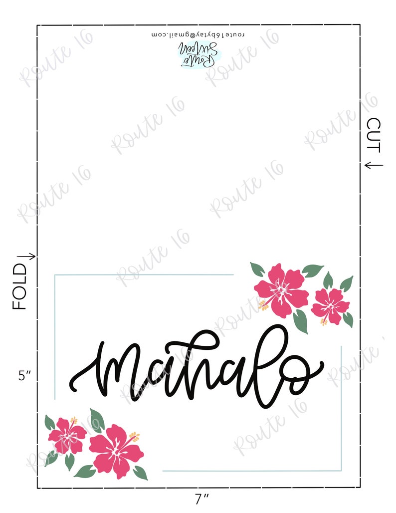 Printable Mahalo Card, Tropical Thank You Cards, Digital Download ...