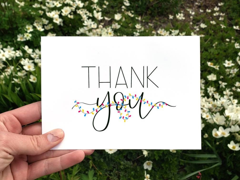 Thank You Multicolored Lights Card, Instant Download Card, Thank You ...