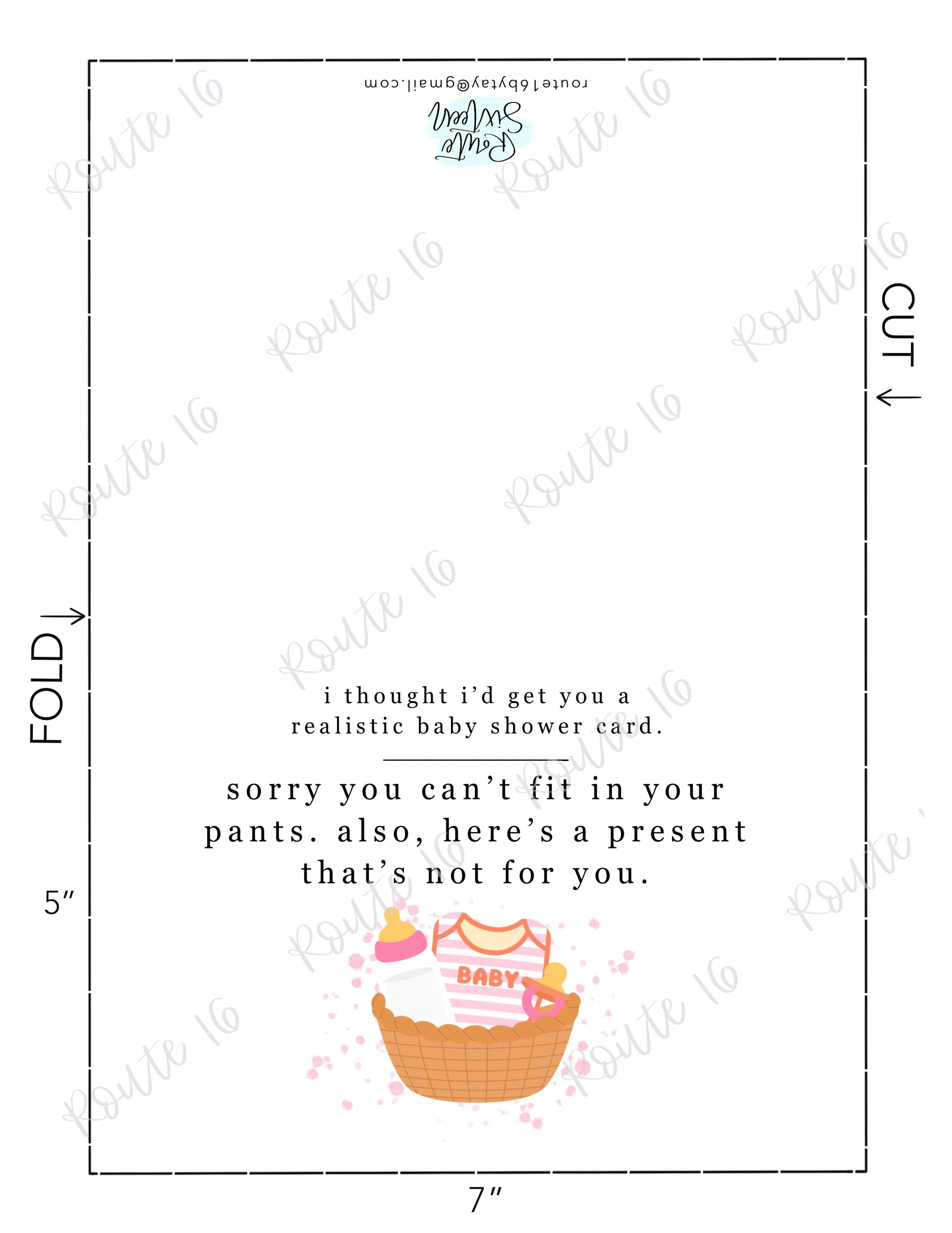 Printable Funny Baby Shower Card, Realistic Baby Shower Card, Funny ...