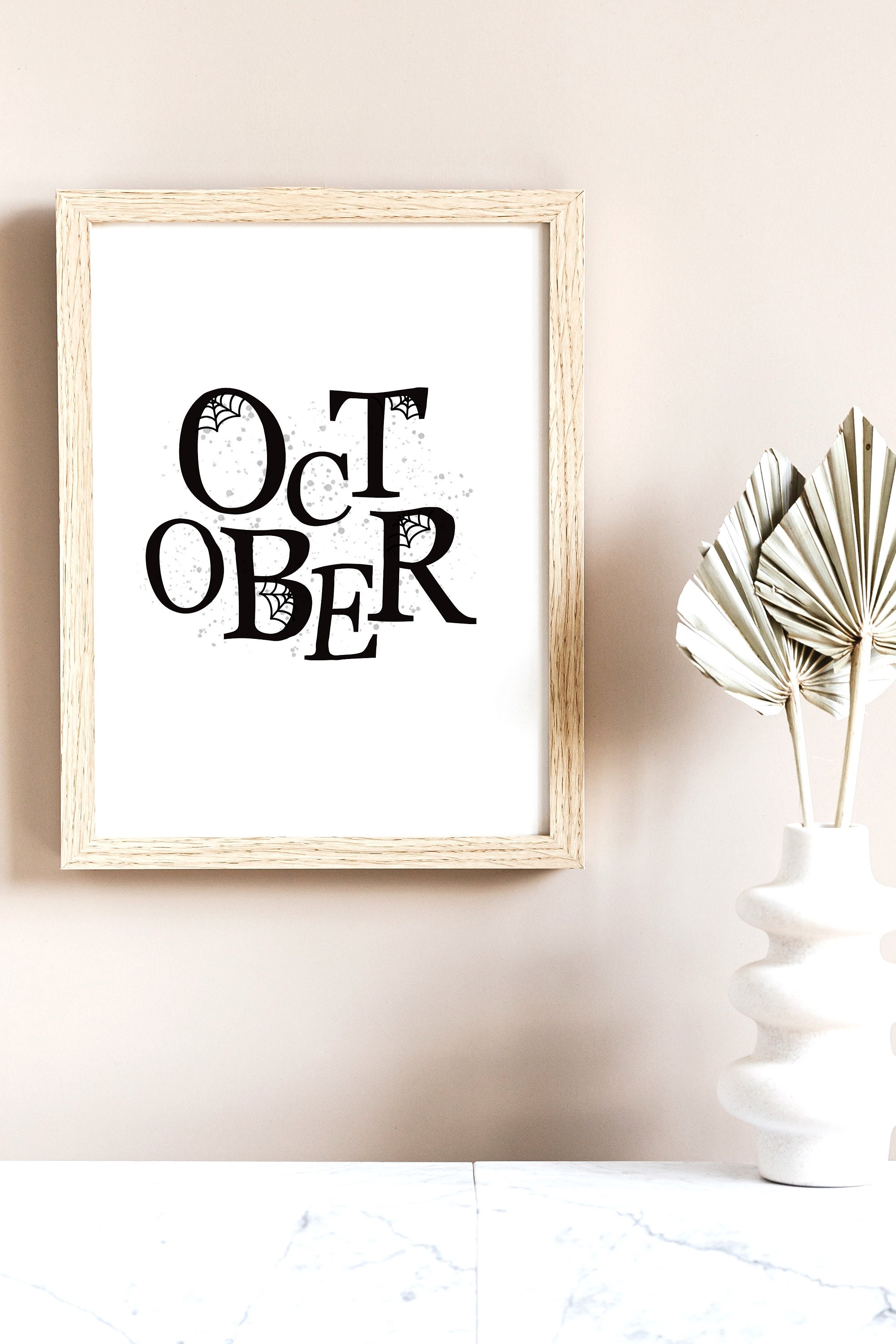 Printable October Wall Art, Cute Fall Wall Decor, Halloween Printable ...
