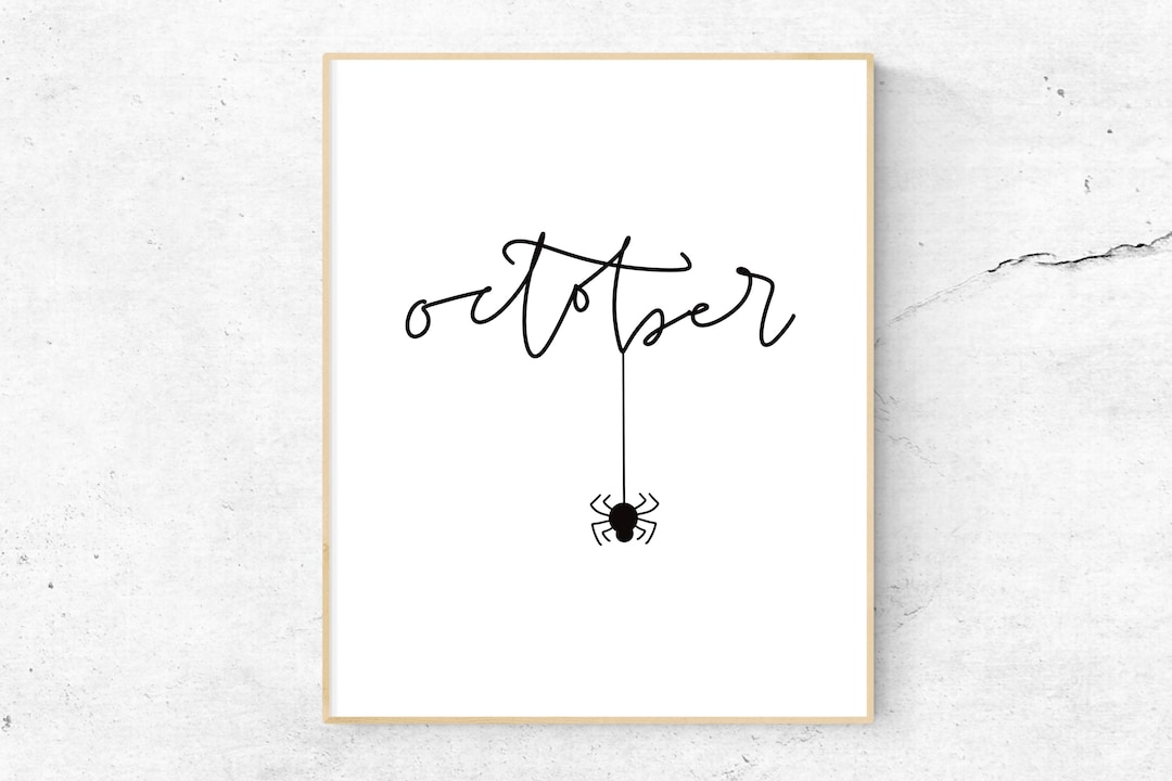 October Printable Wall Art, Cute October Halloween Sign, Minimalist ...