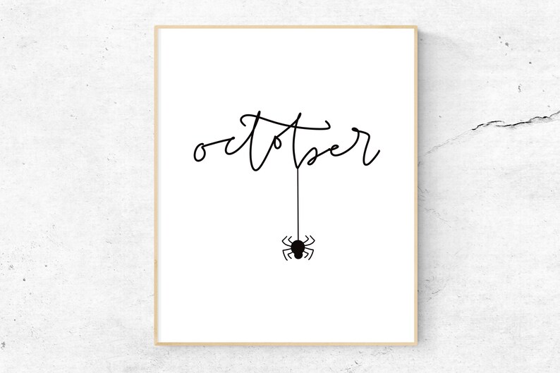 October Printable Wall Art, Cute October Halloween Sign, Minimalist ...