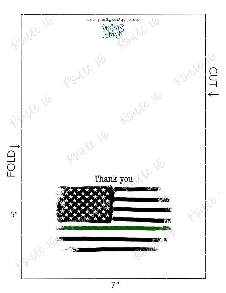 Military Thank You Card, Patriotic Thank You Card, Digital Download ...