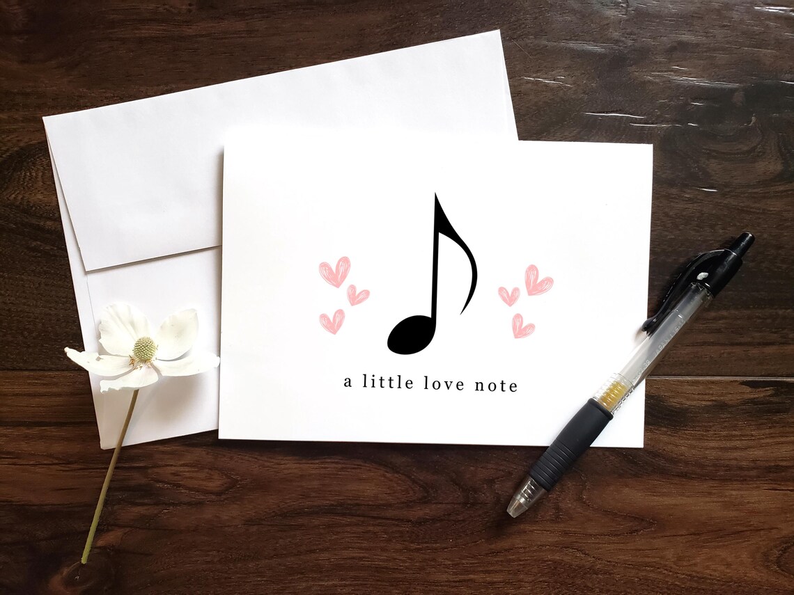 Printable Just A Little Love Note Card, Music Note Card, Thinking of ...