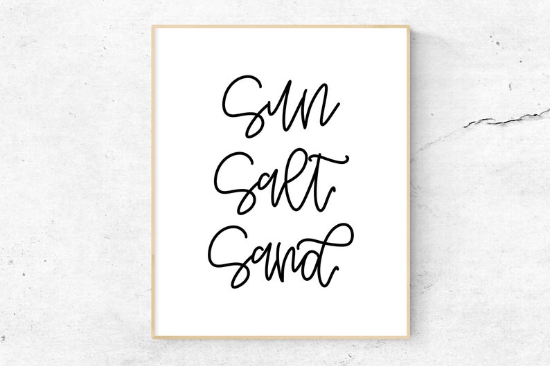Sun Salt Sand Printable Wall Art, Ocean Decor, Beach Decor, Coastal ...