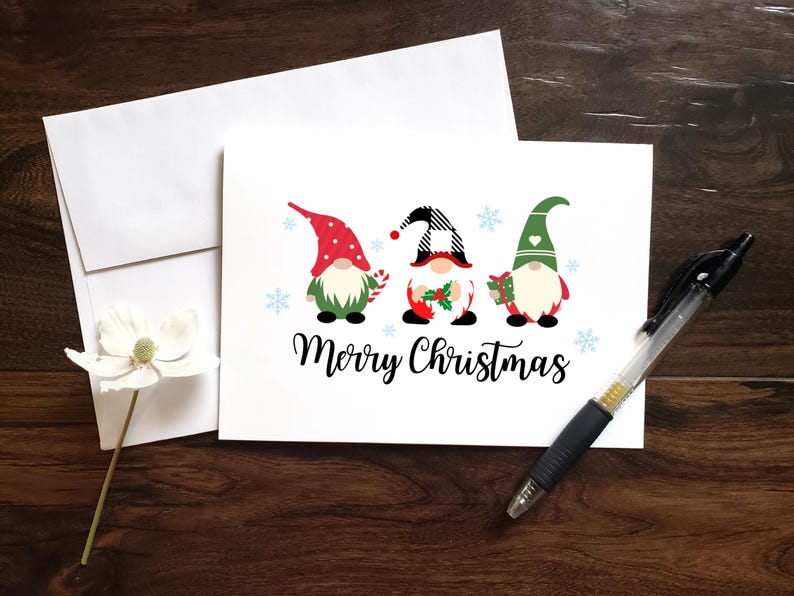 Printable Gnome Christmas Card, Cute Merry Christmas Card, Neighbor ...