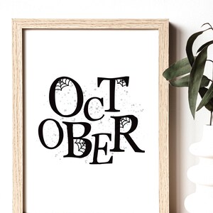 Printable October Wall Art, Cute Fall Wall Decor, Halloween Printable ...