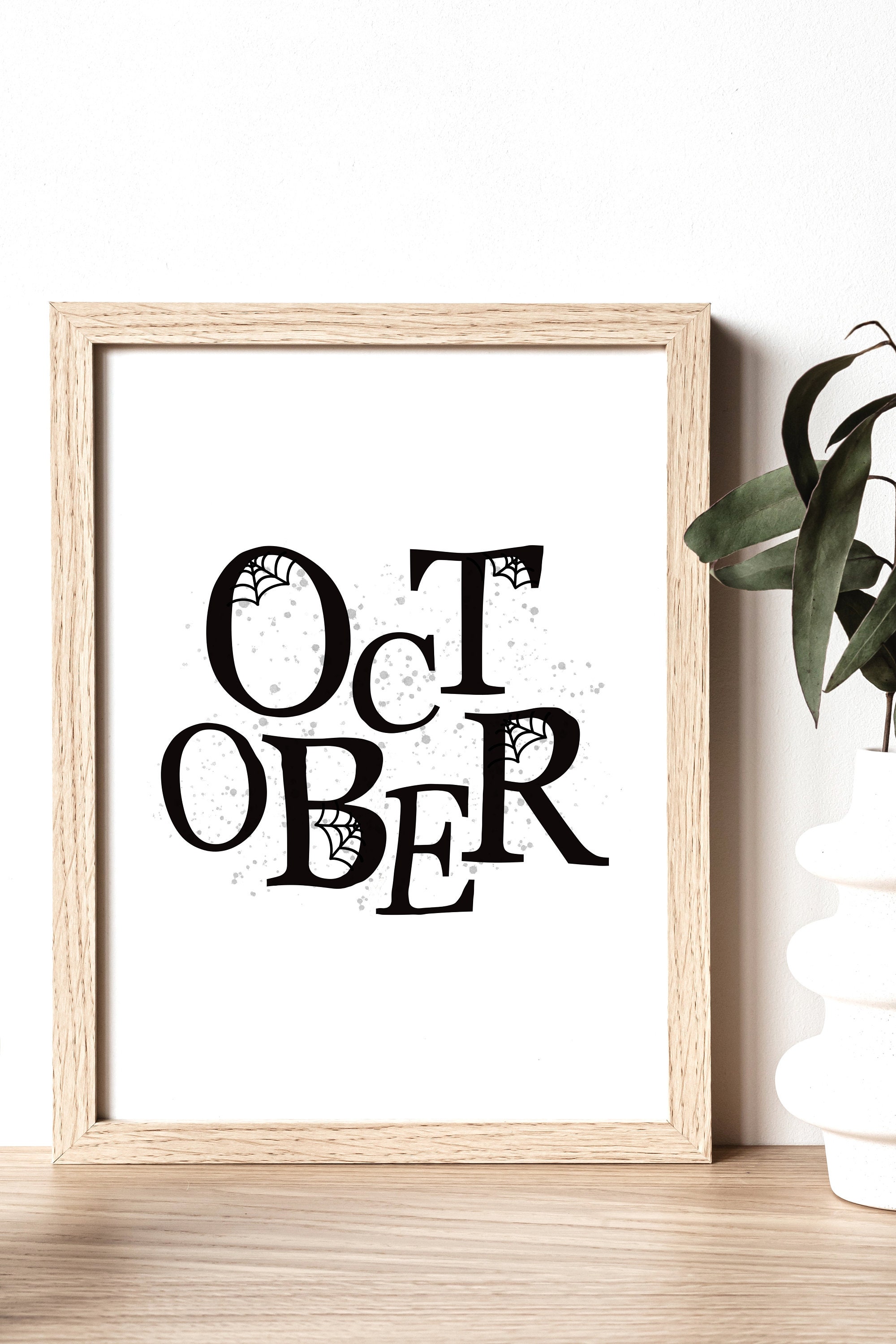 Printable October Wall Art, Cute Fall Wall Decor, Halloween Printable ...