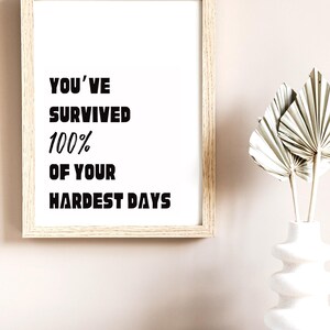 Printable Motivational Quote, You've Survived 100% of Your Hardest Days ...