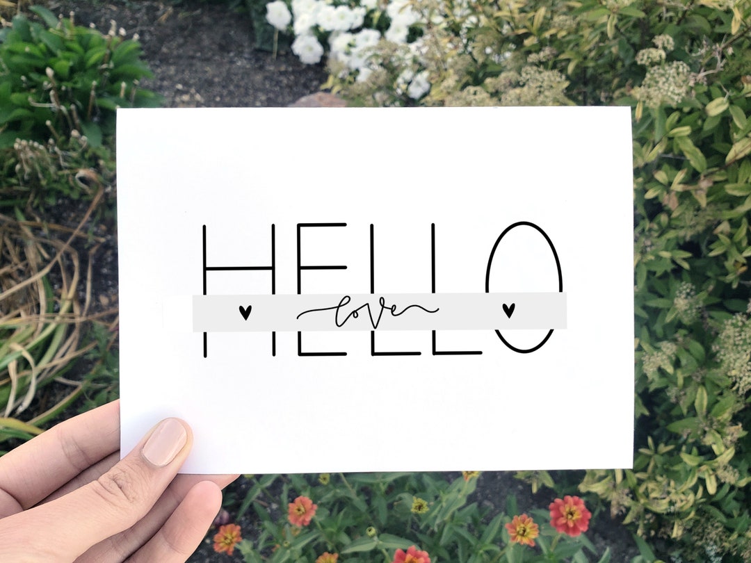 Printable Modern Hello Love Card, Love Note for Her, Minimalist ...