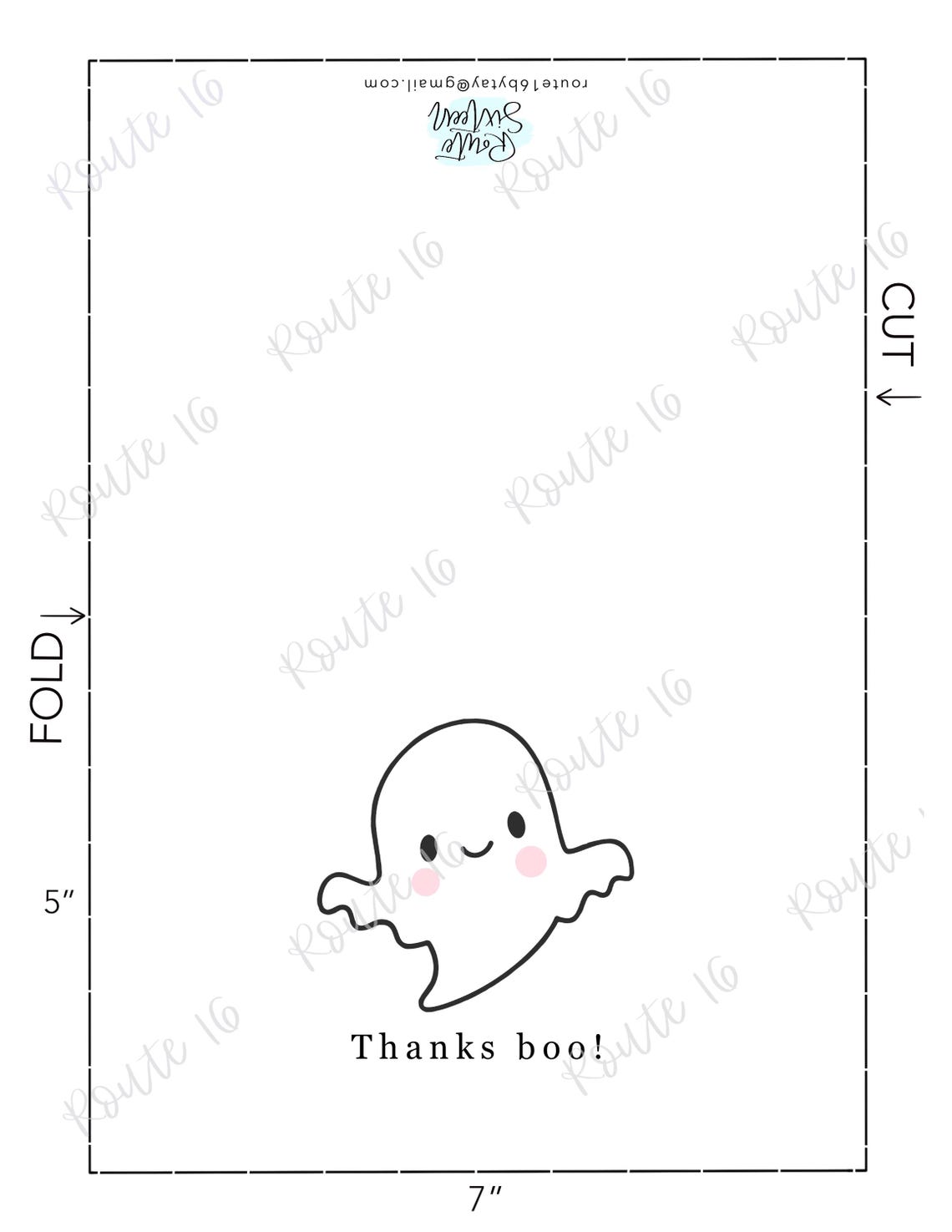 Printable Halloween Thank You Card, Cute Ghost Card, Thanks Boo Card ...