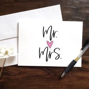 Mr Mrs Card, Printable Wedding Congrats Card, Engagement Card, Card for Bride and Groom, Mr and ...