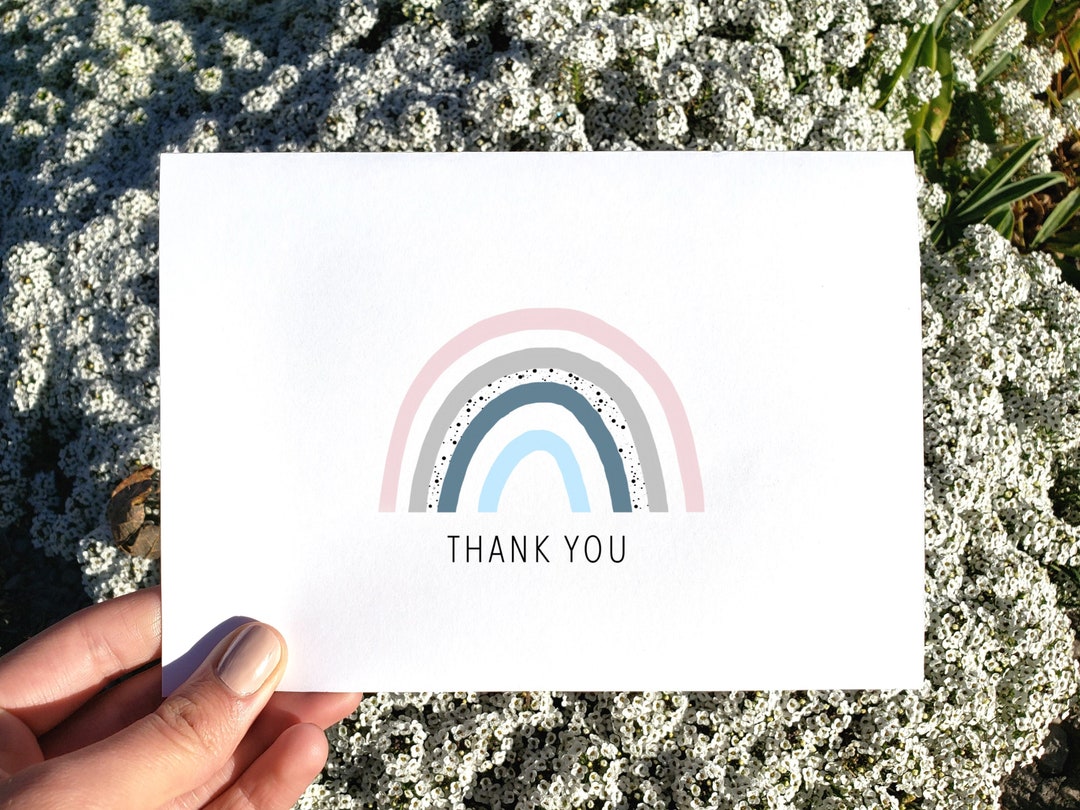 Printable Thank You Card, Boho Rainbow Thank You Card, Baby Shower ...