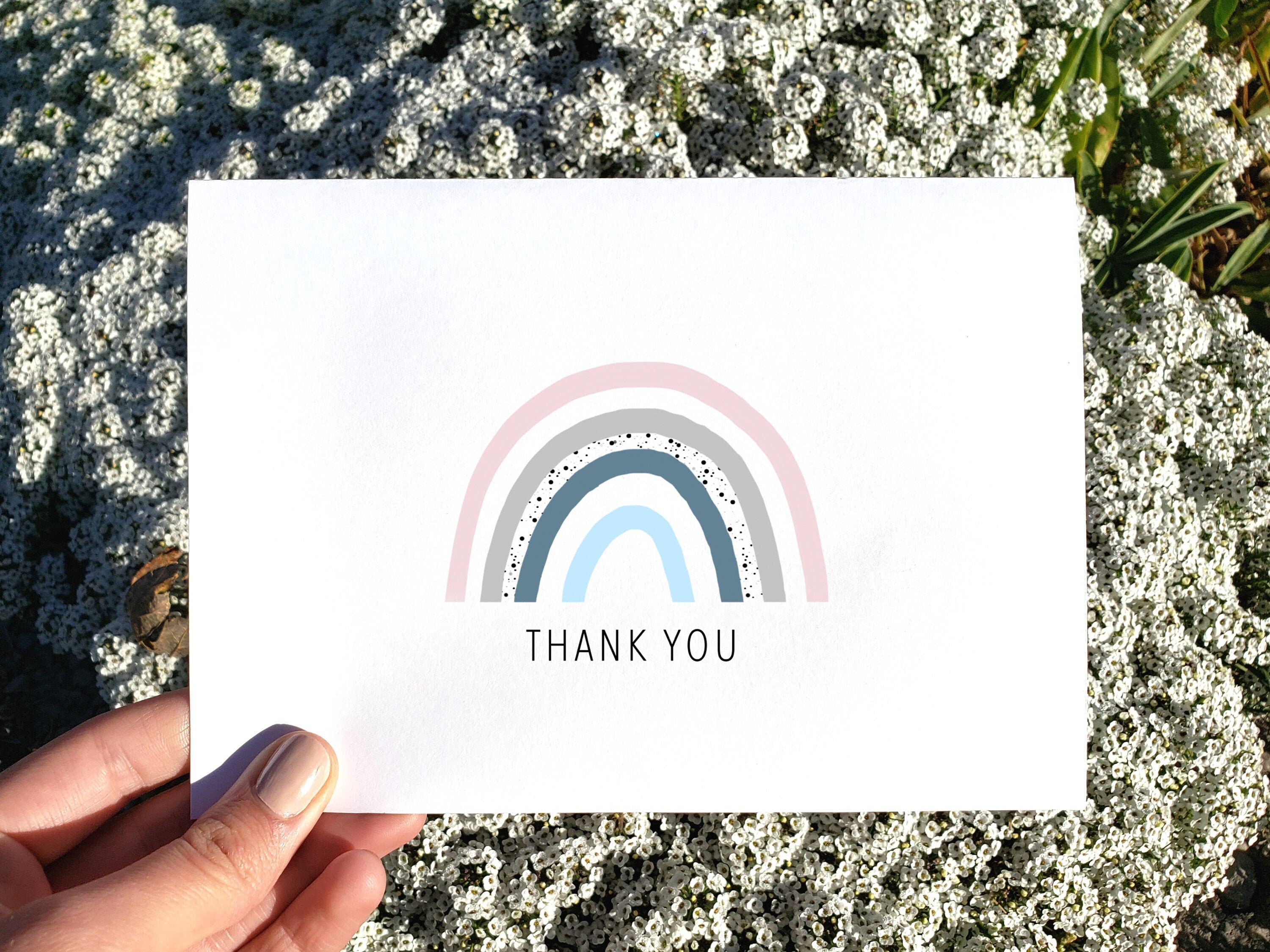 Printable Thank You Card, Boho Rainbow Thank You Card, Baby Shower ...