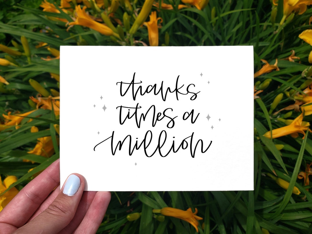 Thanks Times A Million Card, Printable Thank You Card, Digital Thank ...