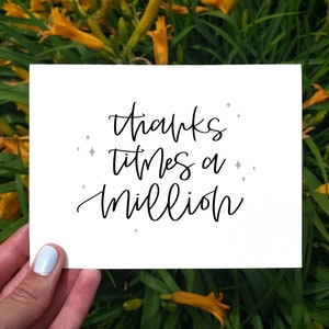 Thanks Times A Million Card, Printable Thank You Card, Digital Thank ...