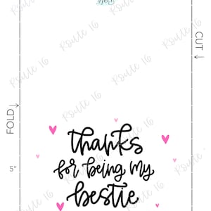 Printable Thanks for Being My Bestie Card, Instant Download Card, Best ...