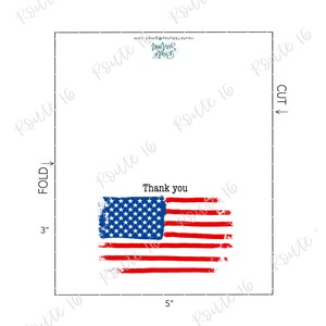 Patriotic Thank You Card, Digital Download Card, Card for Veteran, 4th ...