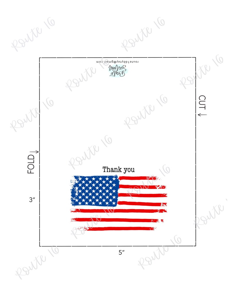 Patriotic Thank You Card, Digital Download Card, Card for Veteran, 4th ...
