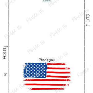 Patriotic Thank You Card, Digital Download Card, Card for Veteran, 4th ...