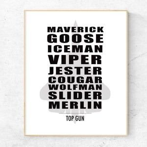 Top Gun Call Signs Printable, Top Gun Wall Art, Pete Mitchell, Top Gun ...