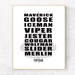 Top Gun Call Signs Printable, Top Gun Wall Art, Pete Mitchell, Top Gun ...