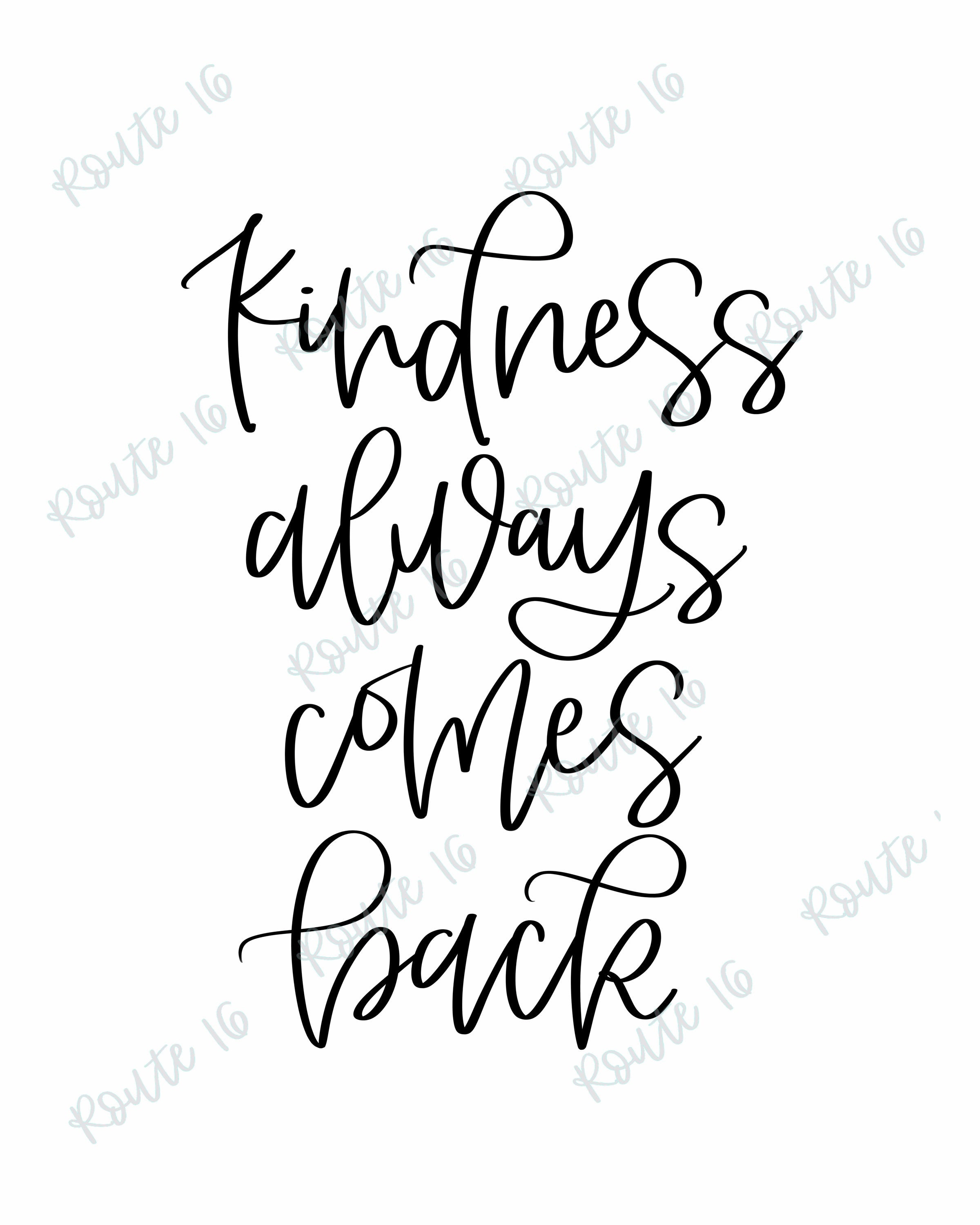 Kindness Always Comes Back Printable Wall Art, Kids Wall Decor Quote ...