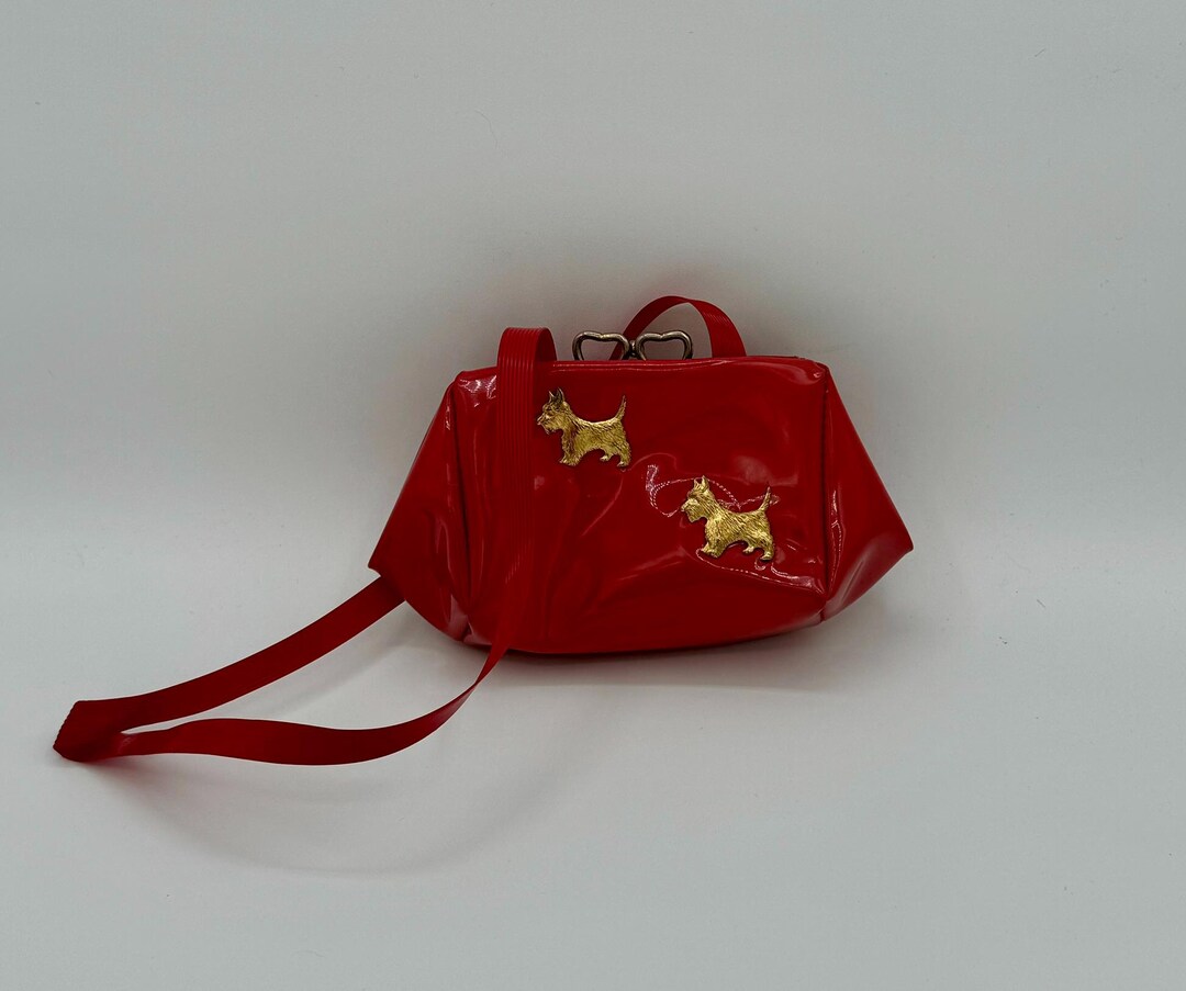 Vintage Red Child's Purse With Gold Scottie Dog Accents Adorable Kid's ...